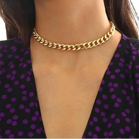 Jewelry | Gold Plated Stainless Steel 9mm Cube Chain Choker Necklace ...